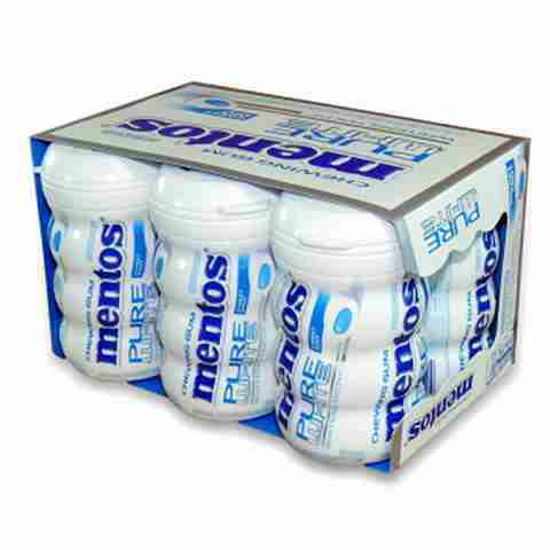 AK Wholesale. MENTOS PURE WHITE GUM SUGAR FREE SWEET MINT 6CT